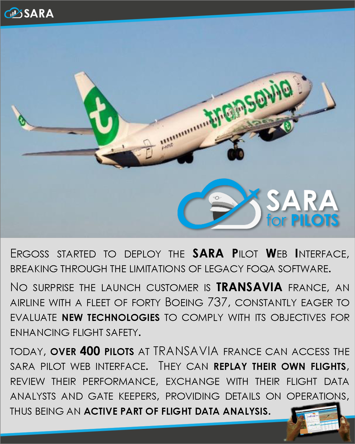 SARA Pilot Web Interface access for Transavia France | ERGOSS SARA Pilot Web Interface access for Transavia France | ERGOSS